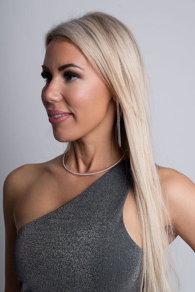 Stīpiņas kaklarotas ar kristāliem komplekts – Meimelin